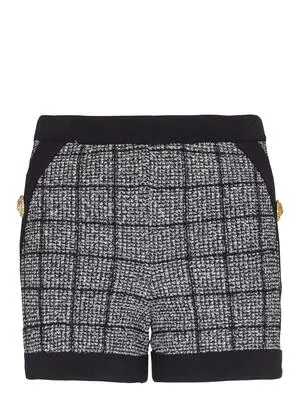 Balmain Tweed Check Shorts - Black