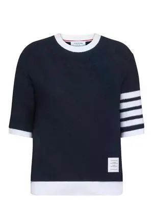 Thom Browne Textured 4-bar T-shirt - Blue