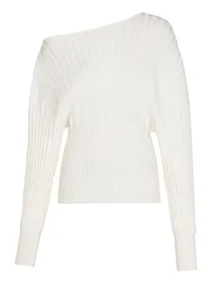 Balmain Rib-knit One-shoulder Sweater - White