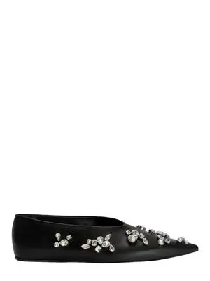 JIL SANDER Crystal-embellished Ballet Flats - Black