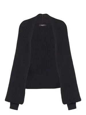 Balmain Rib-knit Bolero Cardigan - Black