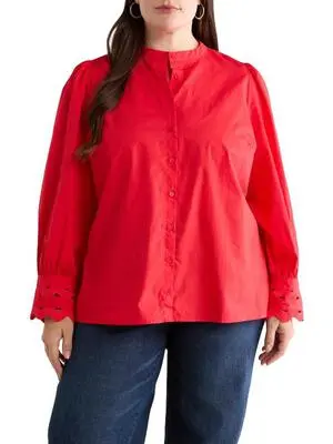 SUGARLIPS Ziana Cotton Poplin Button-up Shirt - Red