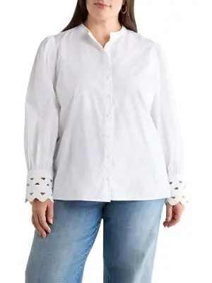 SUGARLIPS Ziana Cotton Poplin Button-up Shirt - White