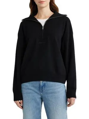 Brooklyn Industries Half-zip Waffle Knit Sweater - Black