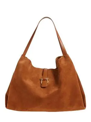 FERRAGAMO Large Lily Suede Tote - Natural Resort