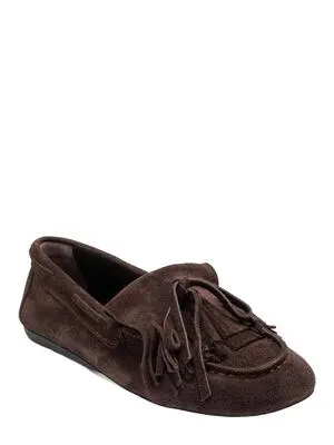 FOREVER & ALWAYS SHOES Leather Tassel Loafer - Brown Suede Leather