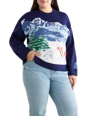 SUGARLIPS Mystic Mountain Sweater - Navy Multi