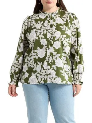 SUGARLIPS Haizley Floral Top - Cream-green