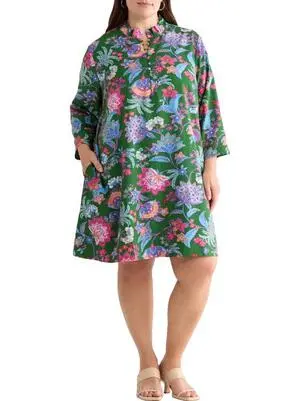 SUGARLIPS Elara Ruella Floral Ruffle Dress - Emerald-multi