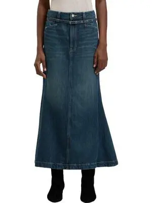 Hugo Boss Peplum Denim Maxi Skirt - Indigo