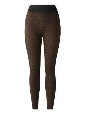 RHONE Houndstooth Check Leggings Chestnut Brown