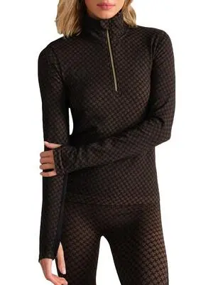RHONE Houndstooth Seamless Half-zip Pullover - Chestnut Brown
