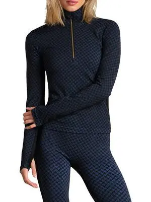 RHONE Houndstooth Seamless Half-zip Pullover - Navy Blue Hounds