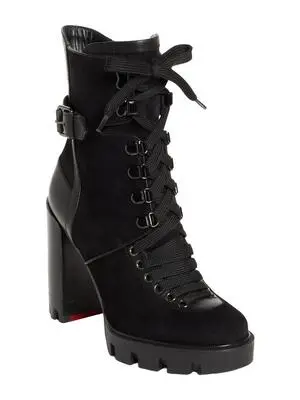 CHRISTIAN LOUBOUTIN Macademia 100 Combat Boots - Black/black Lucido