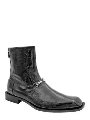 Mezlan Leather Ankle Boots With Bit Hardware - Black