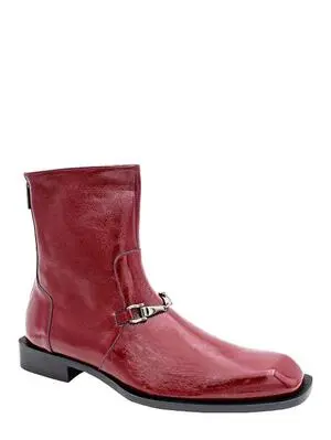 Mezlan Leather Ankle Boots With Bit Hardware - Burgundy