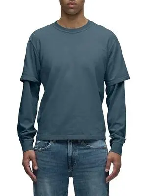 Hudson Jeans Hybrid Layered Long Sleeve Cotton T-shirt - Meteor