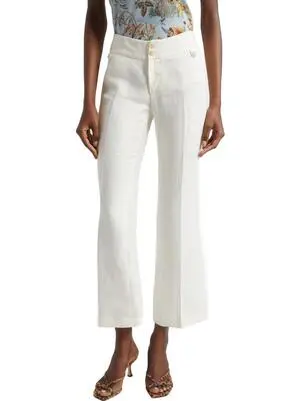 Etro Linen Ankle Flare Trousers - Bianco Naturale