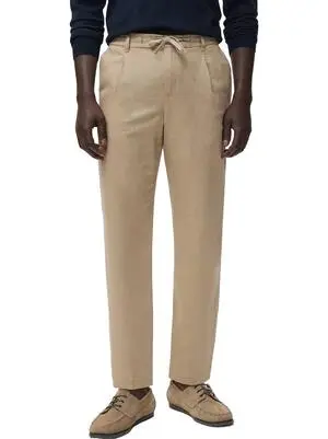 Mango Slim Fit Drawstring Trousers - Beige