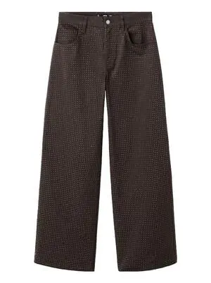 Mango Libra Embellished Wide Leg Jeans Chocolate