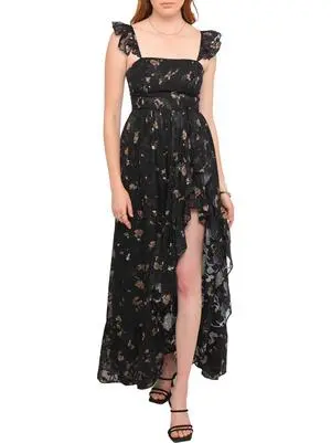 PETAL & PUP Orielle Maxi Dress - Black/beige Floral