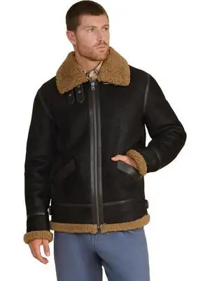 FURNIQ UK Frederick Shearling Aviator Jacket - Brown