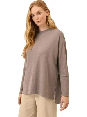 PACT Organic Cotton Airplane Long Sleeve Poncho - Deep Taupe Heather