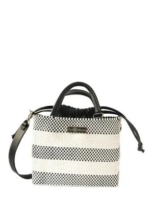 TIN MARIN Medium Woven Crossbody Drawstring Bag - Black