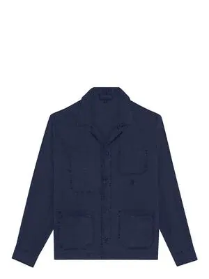 Vilebrequin Linen Solid Overshirt - Bleu Marine