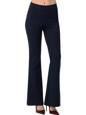 IVONNE Semi-flared Trousers - Navy Blue
