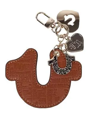 True Religion Embossed Horseshoe Bag Charm - Cognac