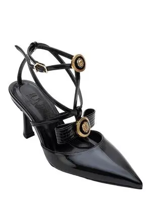 PROLOGUE SHOES Peal Pointed Toe Pump - Black Patent