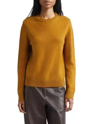 Max Mara Fresia Elbow Patch Wool & Cashmere Crewneck Sweater - Mustard