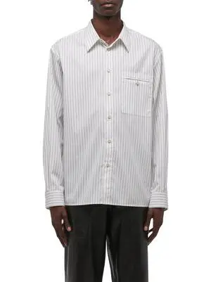 Helmut Lang Relaxed Fit Stripe Button-up Shirt - White/navy