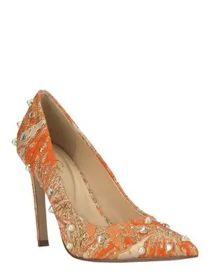 Jessica Simpson Welica Embellished Jacquard Pumps - Tangerine