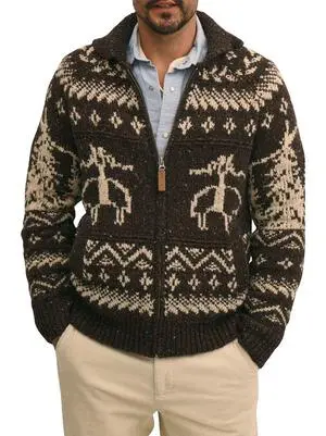 Brooks Brothers Fair Isle Donegal Wool Cardigan - Brownfleecefi