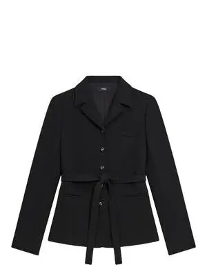 Theory Tie Waist Tailored Jacket - Black