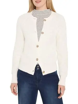 NIC+ZOE Waffle Stitch Cotton-blend Cardigan - Classic Cream