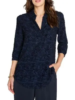 NIC+ZOE Jacquard Knit Top - Dark Indigo