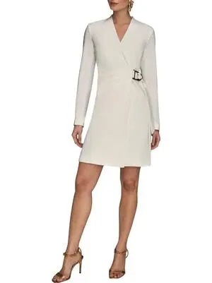 Donna Karan New York Long Sleeve Wrap Dress - Cream