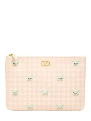 Valentino Garavani Medium Vlogo Signature Leather Pouch - Ivory/multi