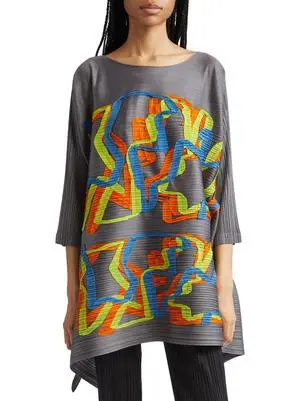 Issey Miyake Pleated Tunic - Gray