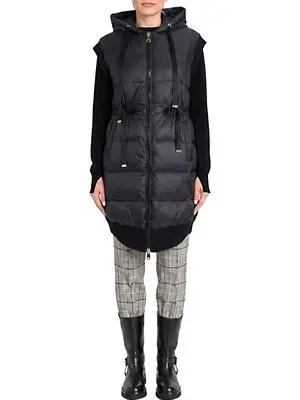 TWINSET Puffer Vest With Drawstring Waist And Hood - Black