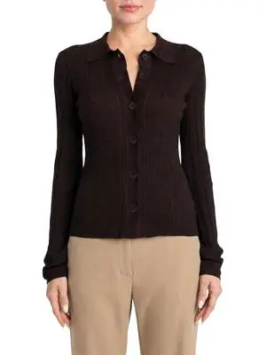 TWINSET Long Sleeve Buttoned Sweater - Brown
