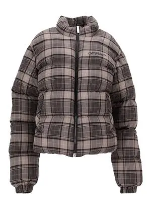 Off-White Spray Check Flannel Down Jacket - Grey