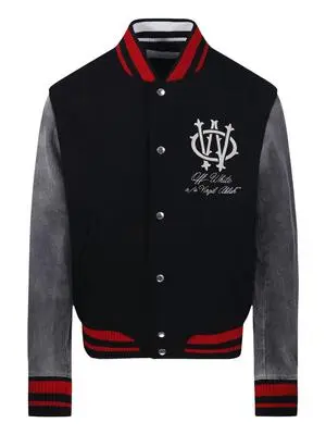 Off-White Gothinc Wool Varsity Bomber - Black