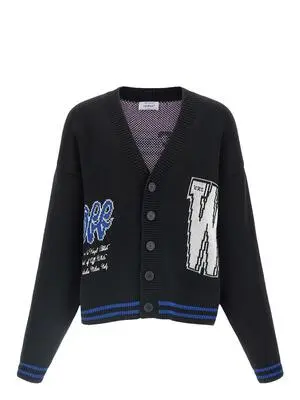 Off-White 00 Glide Diagonal Varsity Knit Cardigan - Black