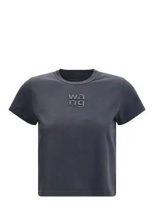 Alexander Wang Shrunken Tee With Hotfix Logo - Black