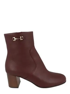 FERRAGAMO Leather Ankle Booties - Brown