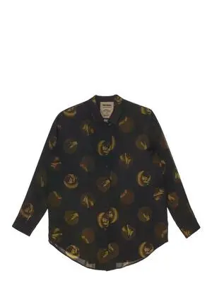 UMA WANG Circular-print Silk-blend Shirt - Brown